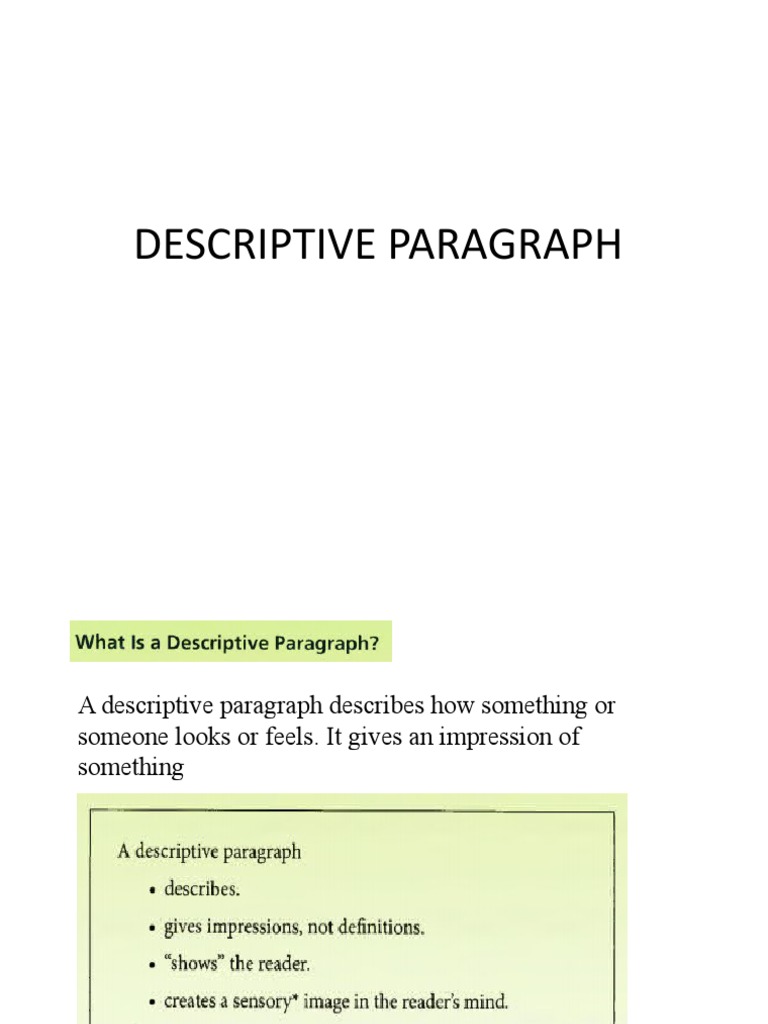 Descriptive Paragraph | PDF | Taste