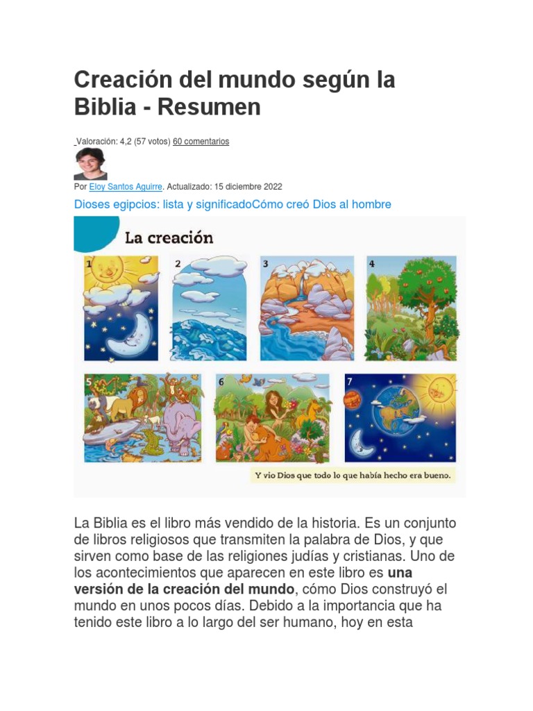 Creación Del Mundo Según La Biblia | PDF | Narrativa de la creación del ...