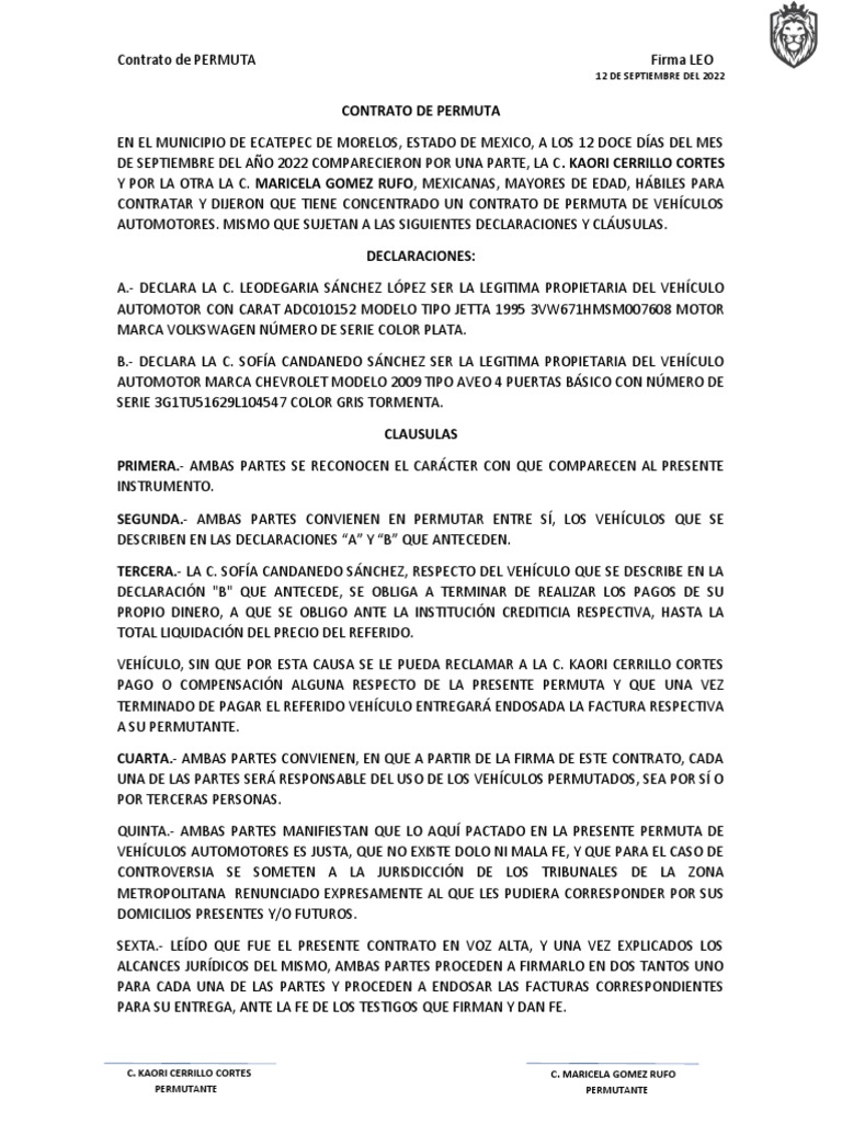 Contrato de Permuta | PDF
