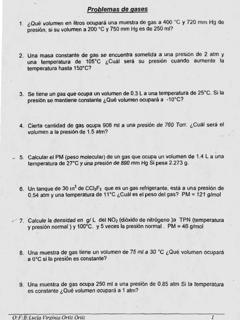 Problemas Gases | PDF