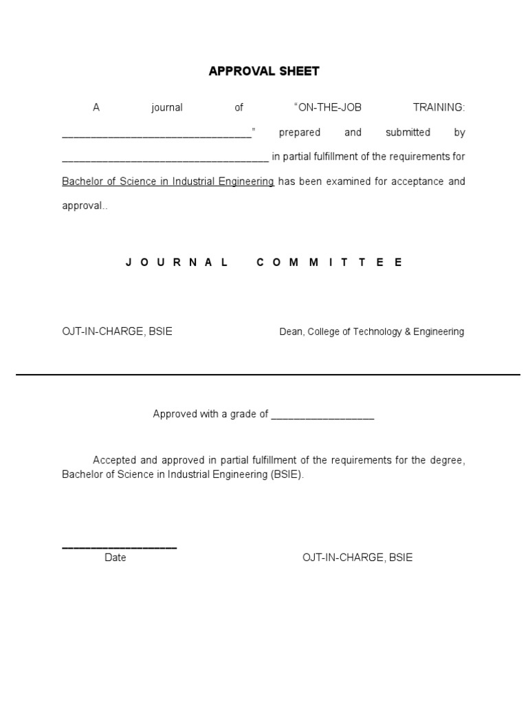 OJT Journal Approval Sheet | PDF