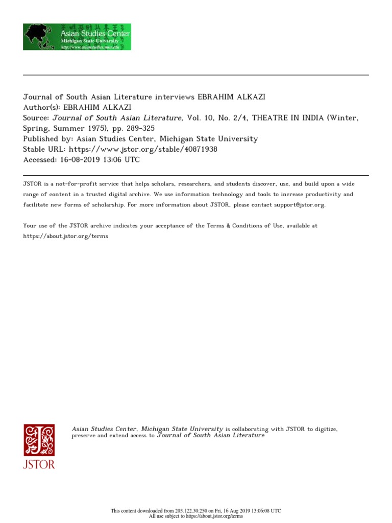 Alkazi's Theatrical Journey in India | PDF | Theatre