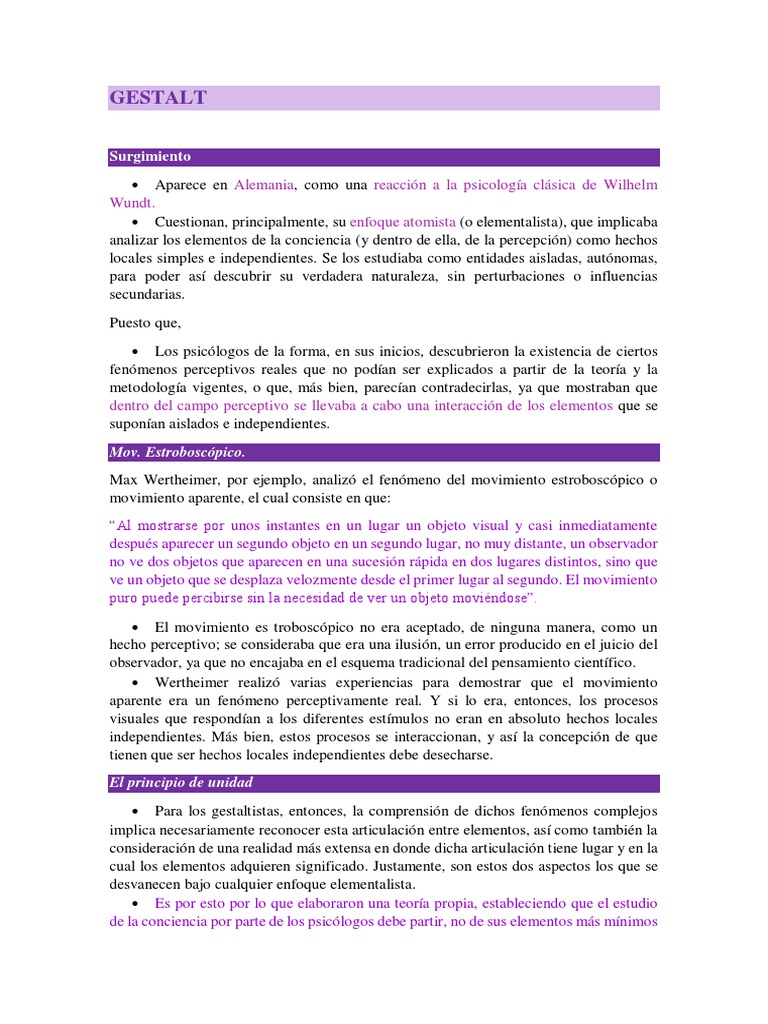 GESTALT | PDF | Percepción | Sicología