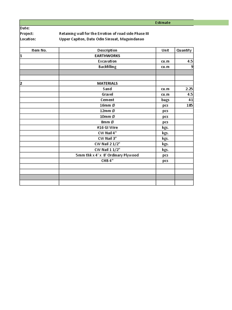 Estimate of Fencing | Download Free PDF | Soil | Building Engineering