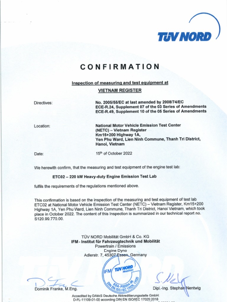 TÜV Full Package Report - With Confirmation - Signed - Stamped | PDF