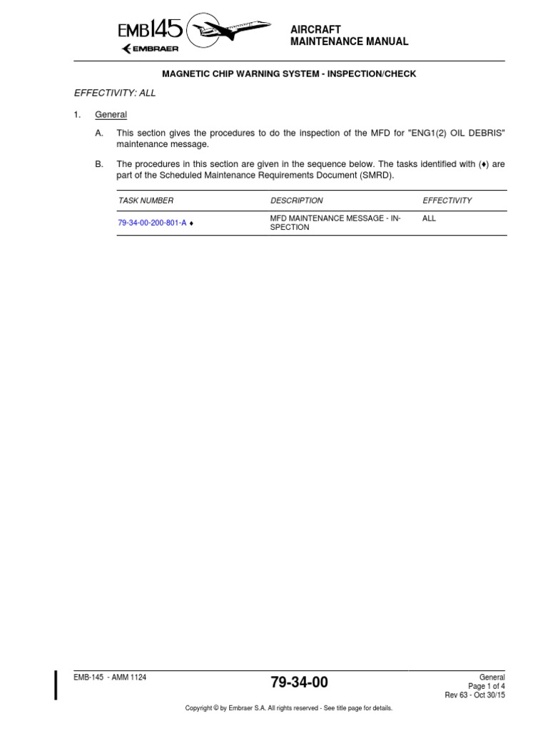 Effectivity: All: Magnetic Chip Warning System - Inspection/Check | PDF ...