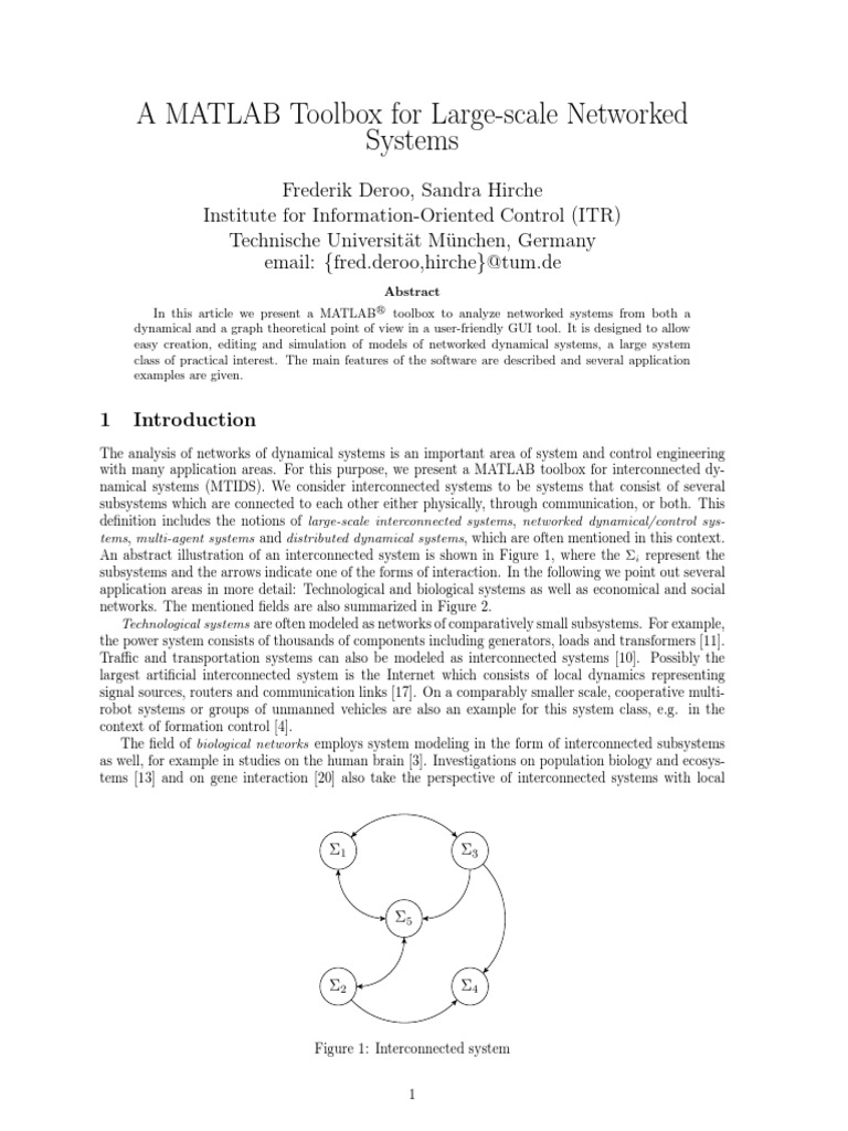 A MATLAB Toolbox For Large-Scale Networked Systems | PDF | System | Vertex (Graph Theory)