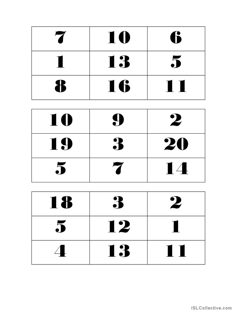 Bingo 1-20 | PDF