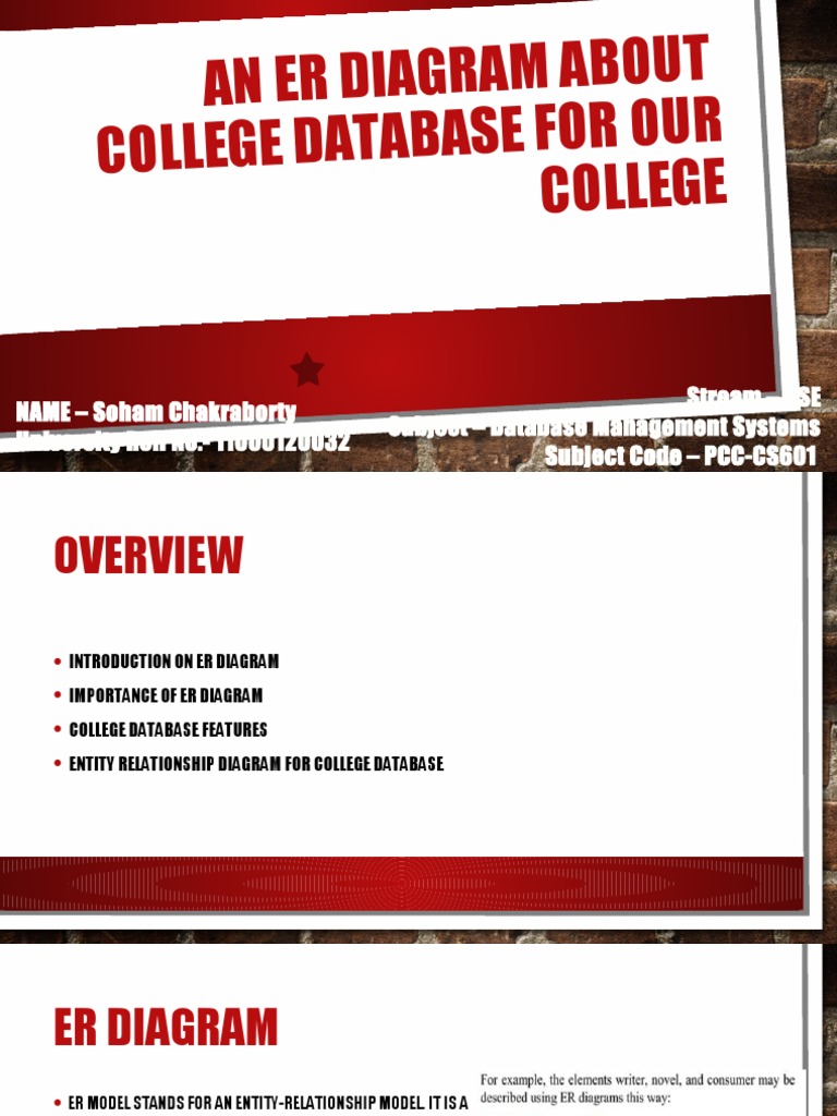 An Er Diagram About College Database For Our | PDF