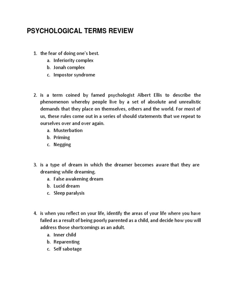 Psych Quiz-1 | PDF | Thought | Mental Disorder