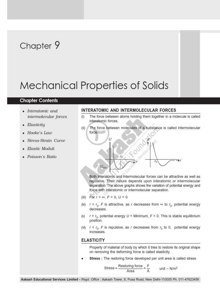 @TEAMFLOOD Mechanical Properties of Solids Aakash RM Modules | PDF | Deformation (Engineering ...