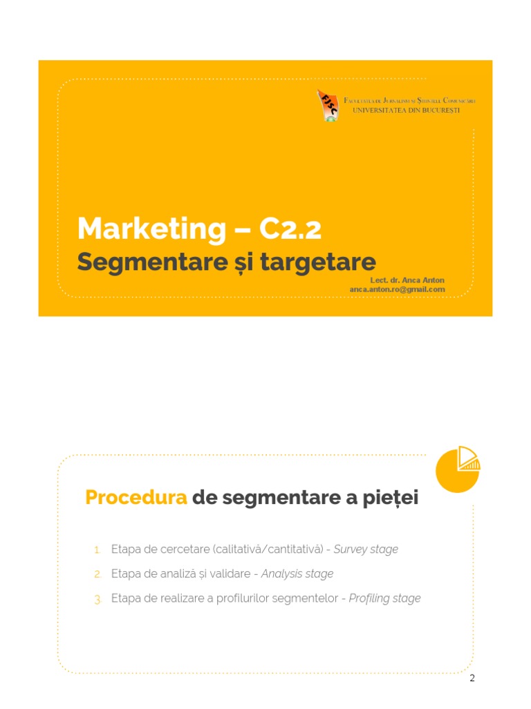 Marketing - C2 - Segmentare, Targetare - 2 | PDF