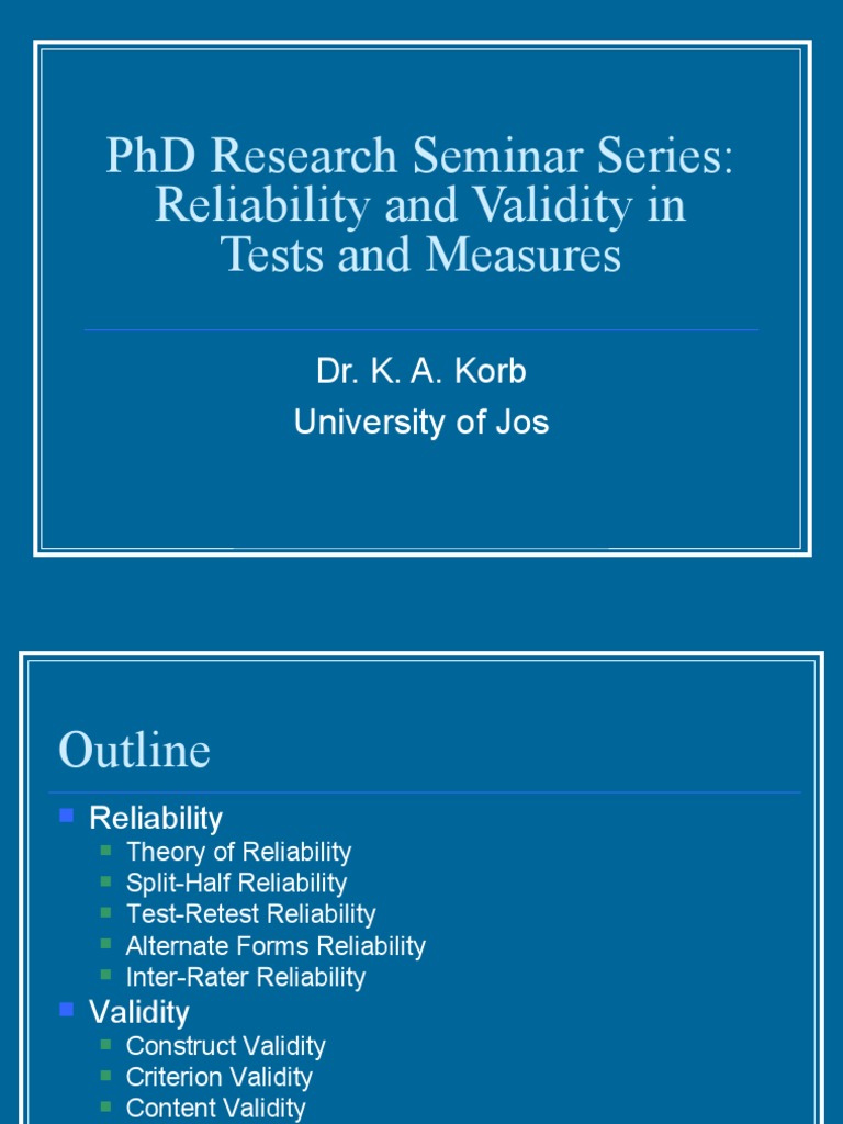 Reliability Vs Validity Pdf Validity Statistics Cognition