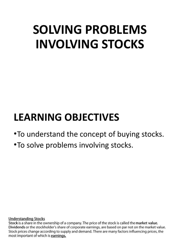 Solving Problems Involving Stocks | PDF