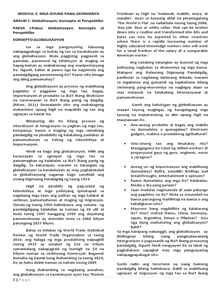 Quarter 2 Module AP10 | PDF