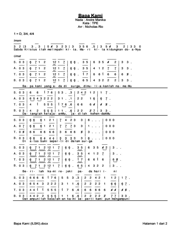 Bapa Kami Bapa Kami | PDF