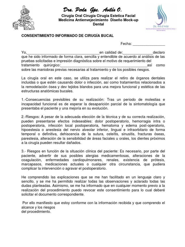 Consentimiento Informado Cirugia | Descargar gratis PDF | Cirugía ...