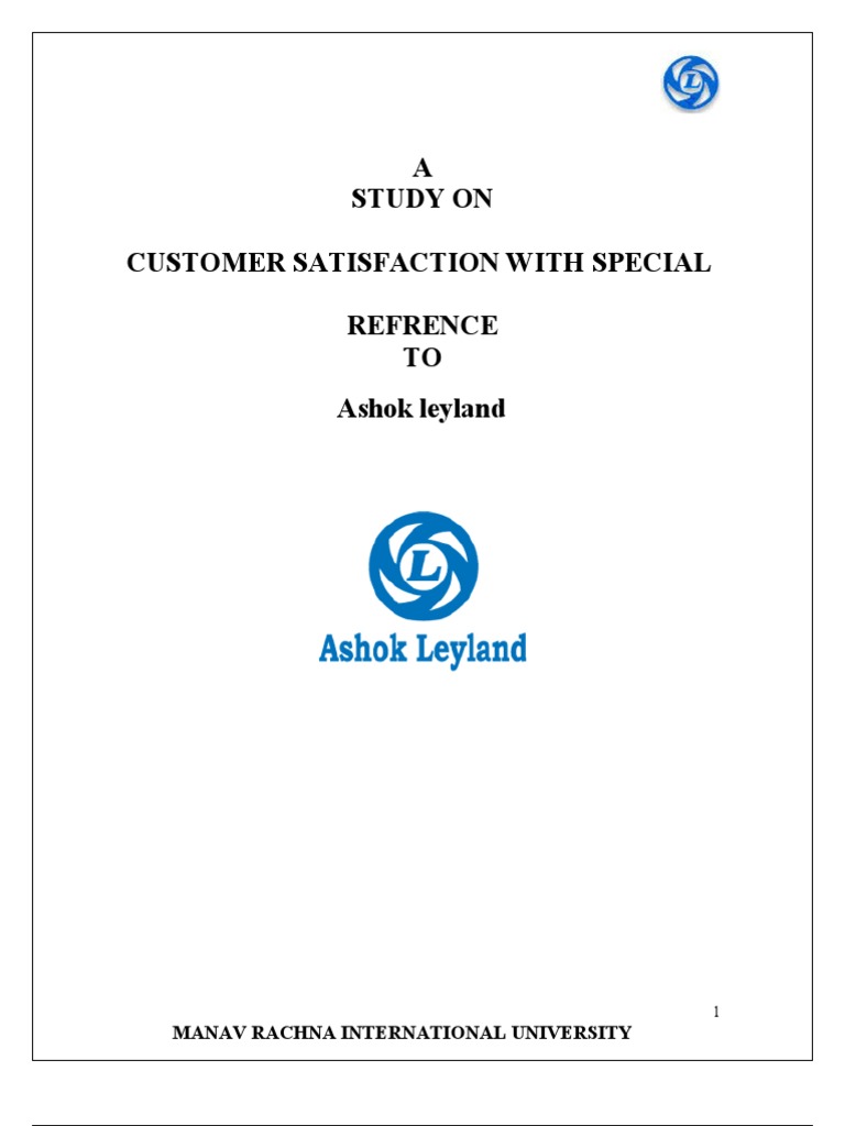 Customer Satisfaction Study: Ashok Leyland | PDF | Quantitative ...