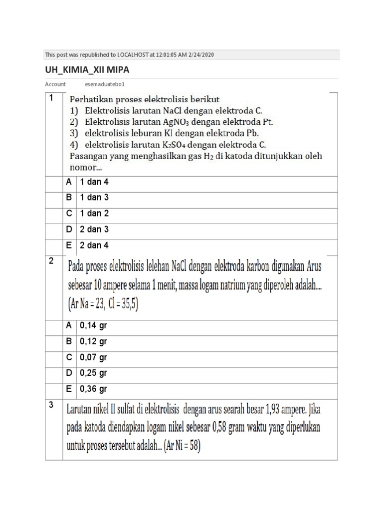 UH_KIMIA_XII MIPA | PDF