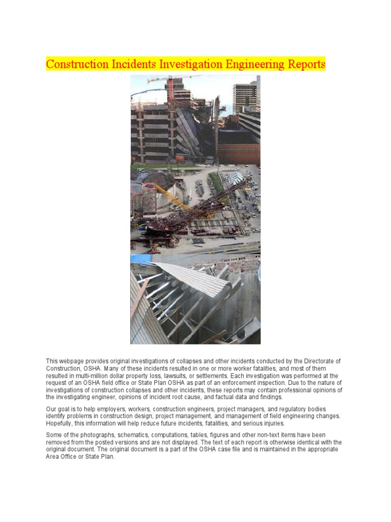 Investigating Construction Incidents: A Collection of Engineering ...