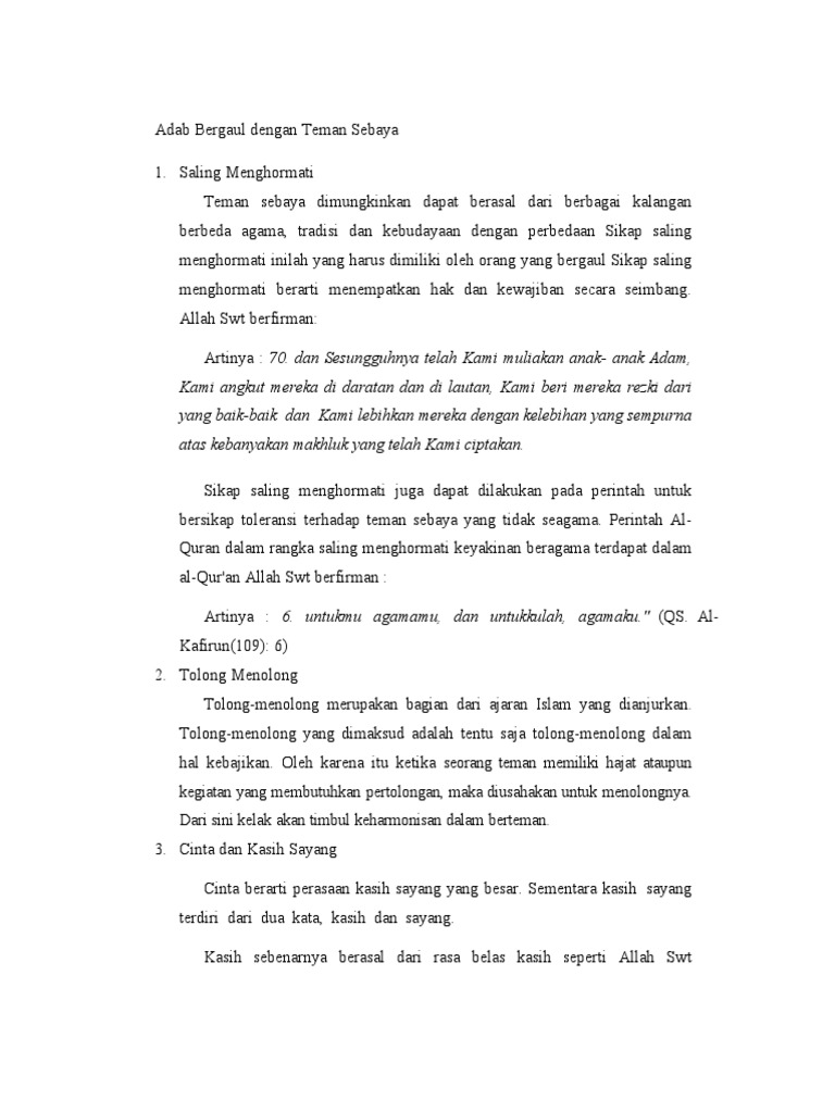 Adab Pergaulan Remaja yang Baik | PDF | Gaya Hidup