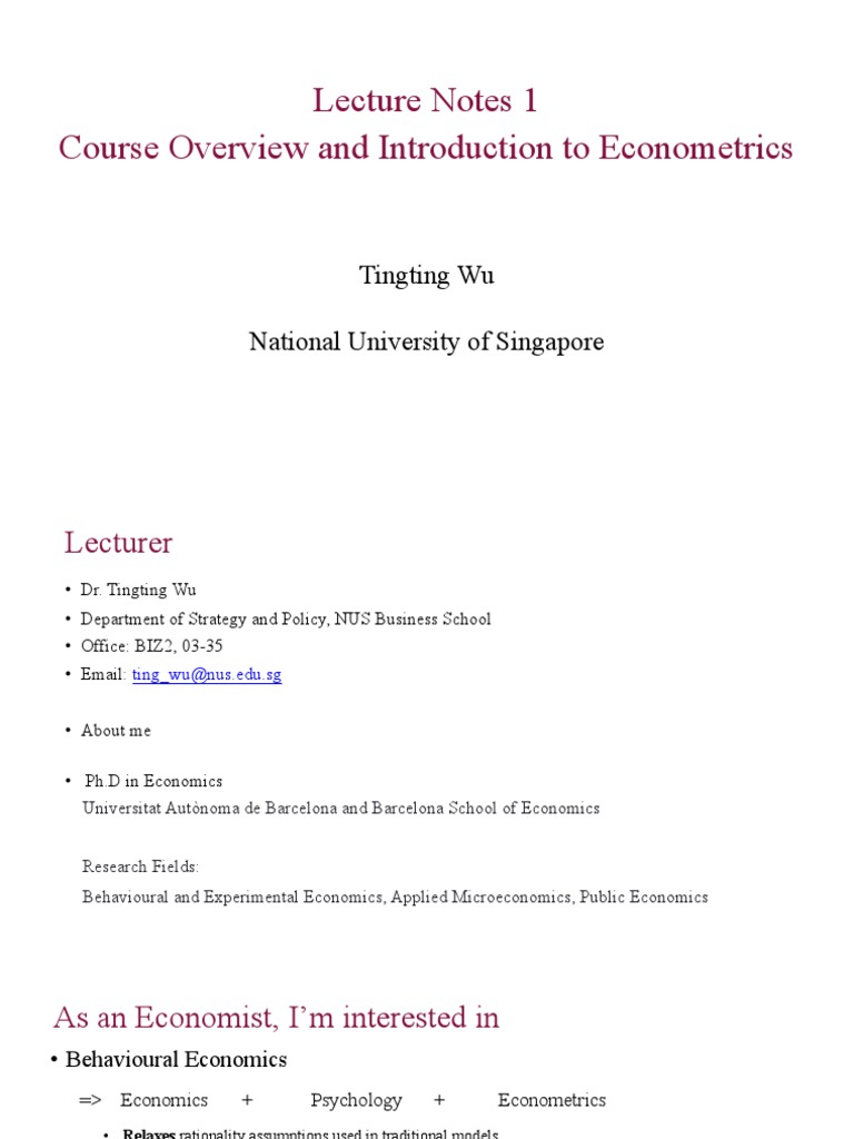 Lecture 1-Course Overview and Introduction of Econometrics | PDF | Econometrics | Sampling ...