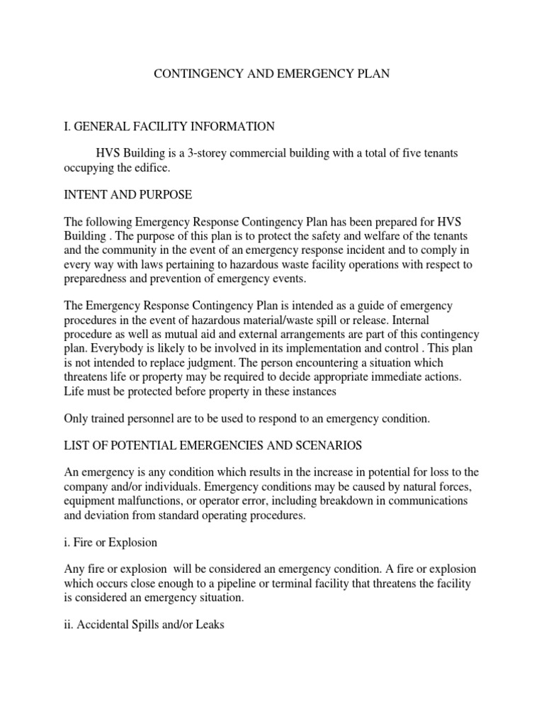 Emergency Response Contingency Plan | PDF | Emergency | Emergency ...