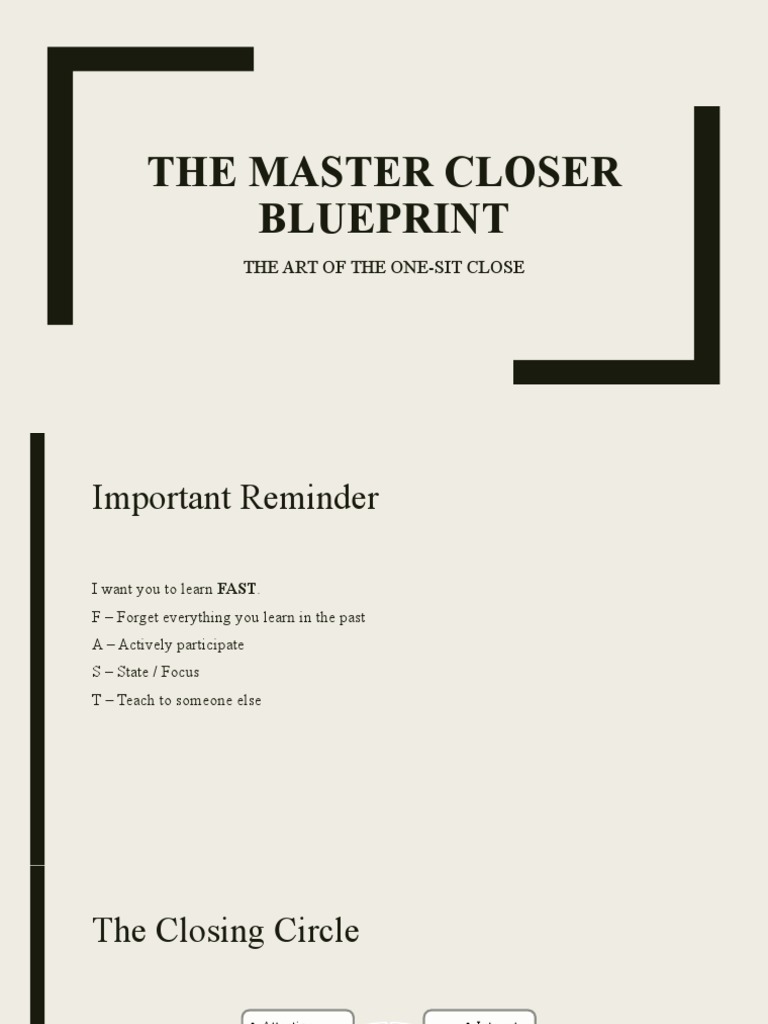 Master Closer Blueprint Guide | PDF | Psychology | Cognitive Science