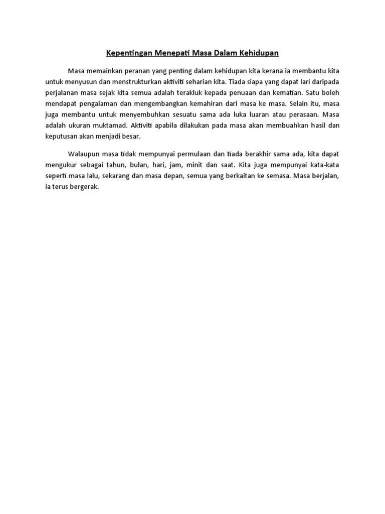 Kepentingan Menepati Masa Dalam Kehidupan | PDF | Karier & Perkembangan ...