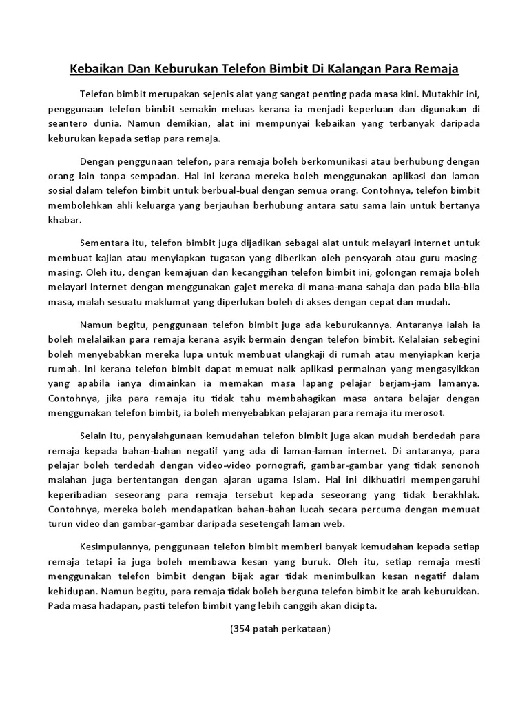 Kebaikan Dan Keburukan Telefon Bimbit | PDF