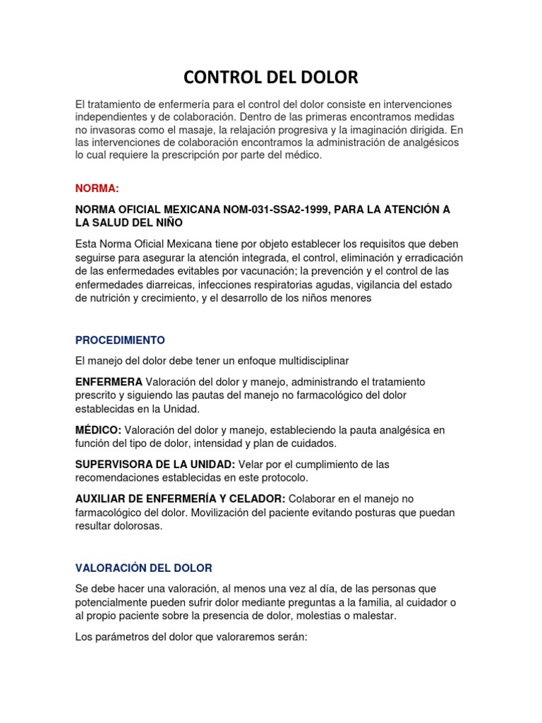 Control Del Dolor | PDF | Dolor | Analgésico