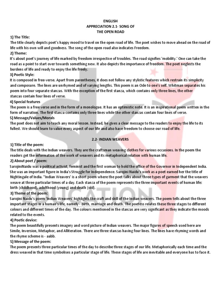 English Appreciation | PDF | Poetry | Rhyme