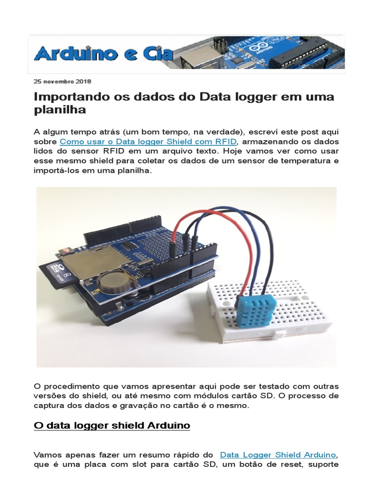 Arduino Dados Grafico Data Logger Planilha | PDF | Arduino | Informática
