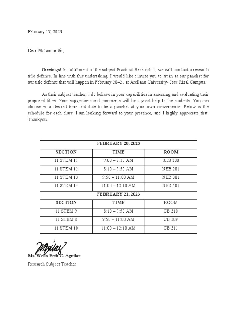 Invitation Letter For Panel | PDF