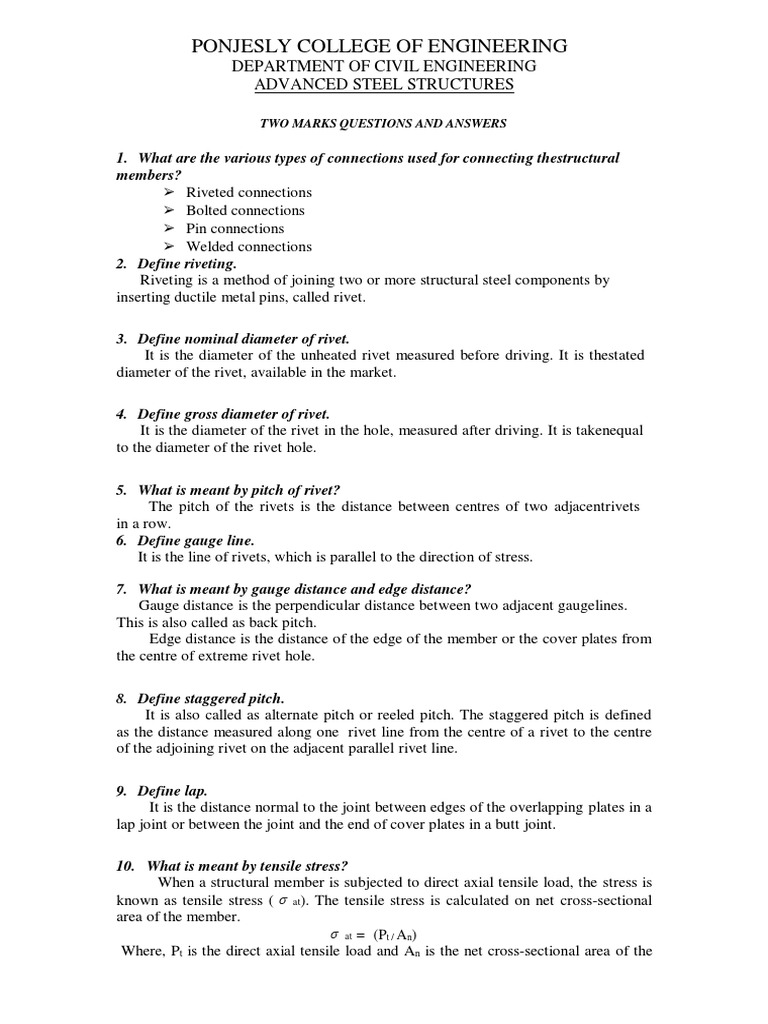 2 Marks | PDF | Buckling | Beam (Structure)