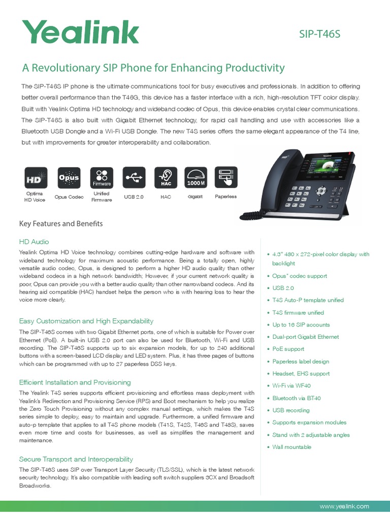 Yealink T46S Datasheet | PDF