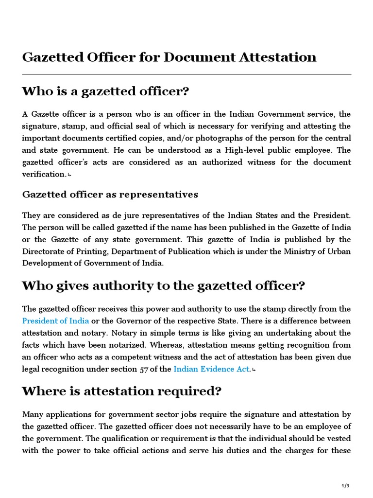 About Gazetted Officer For Document Attestation | PDF | Notary Public ...
