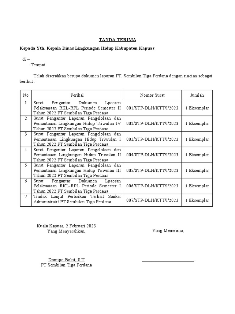 Tanda Terima Berkas 2022 | PDF