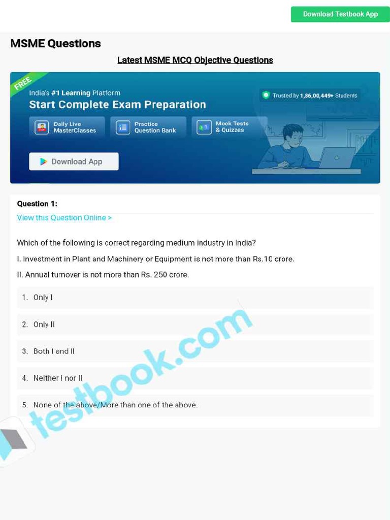 MCQ On Msme 5eea6a1239140f30f369ec47 | PDF
