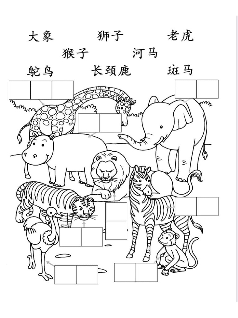 Mandarin Animals Worksheets | PDF