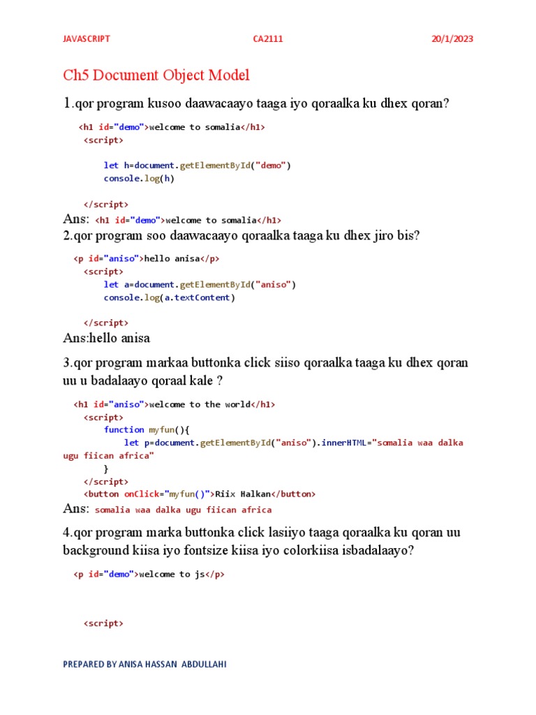 Ch5 Document Object Model | Download Free PDF | Web Development