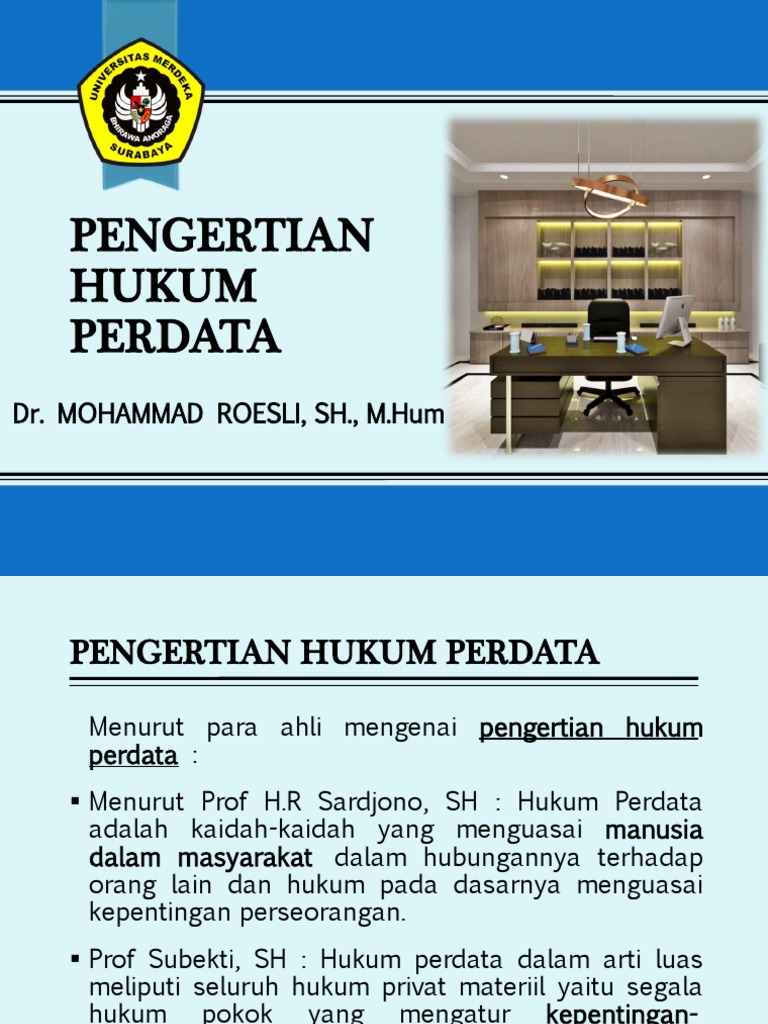Hukum Perdata Pertemuan 1 Mohroesli | PDF