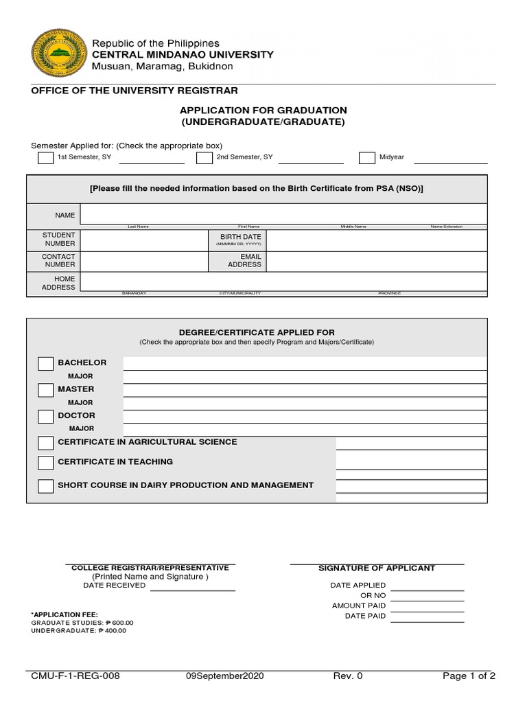 Application For Graduation | PDF | Undergraduate Education ...