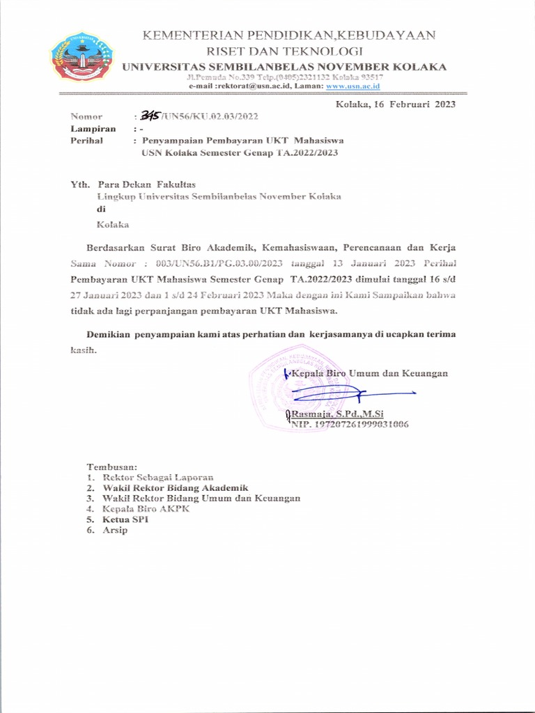 Surat Penyampaian Akhir Pembayaran | PDF