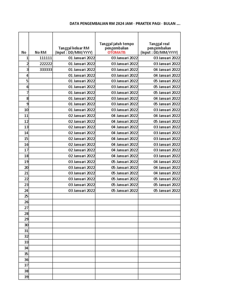 Format 1 Form Pengembalian RM 2x24 Jam | PDF