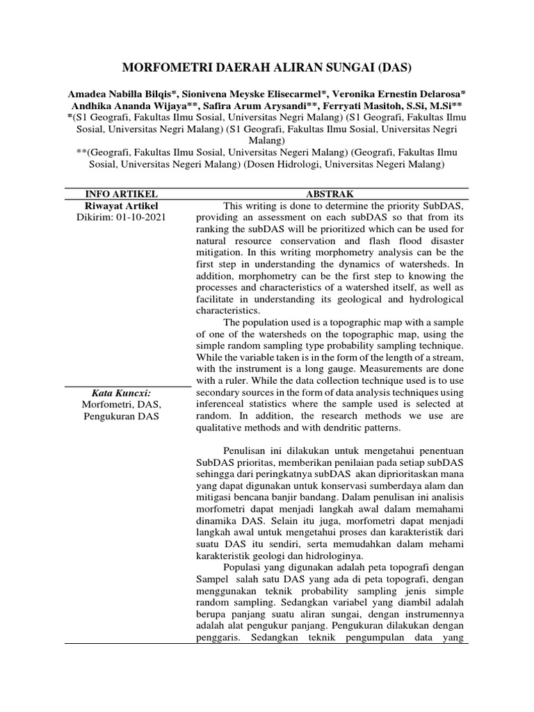Analisis Morfometri DAS untuk Konservasi | PDF