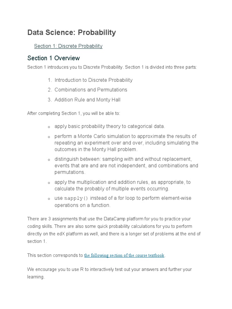 Data Science - Probability | PDF | Probability Distribution | Normal ...