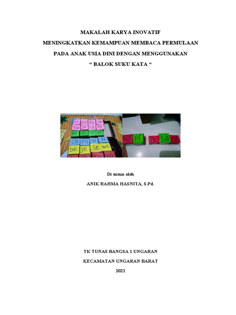 Inovasi Pembelajaran Balok Suku Kata PAUD | PDF | Kesehatan Holistik