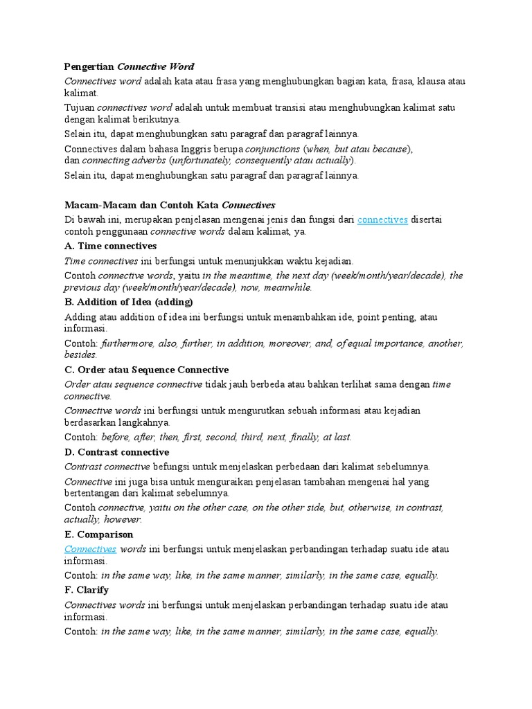 Connectives Words | PDF