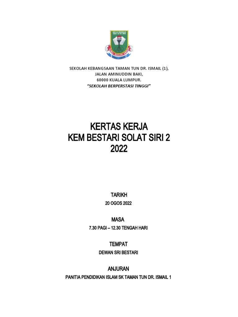 Kertas Kerja Kbs 2022 Tahap 1 | PDF